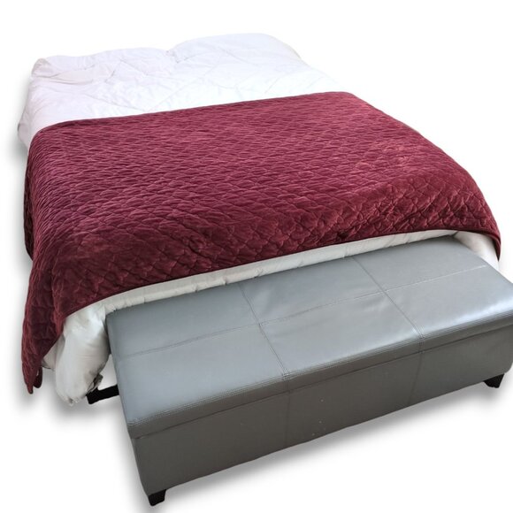 Unbranded | Bedding | Burgundy Red Velvet Quilted Bedspread 2x90 Peking ...
